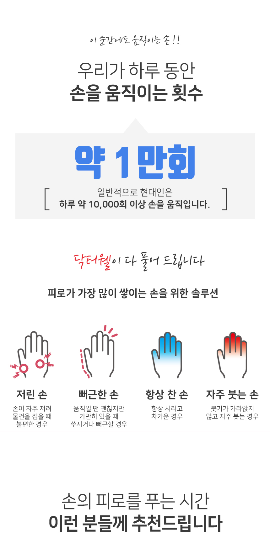 닥터웰 LCD터치 손목 손마사지기 무선 손 핸드 안마기 DR-850 (화이트)